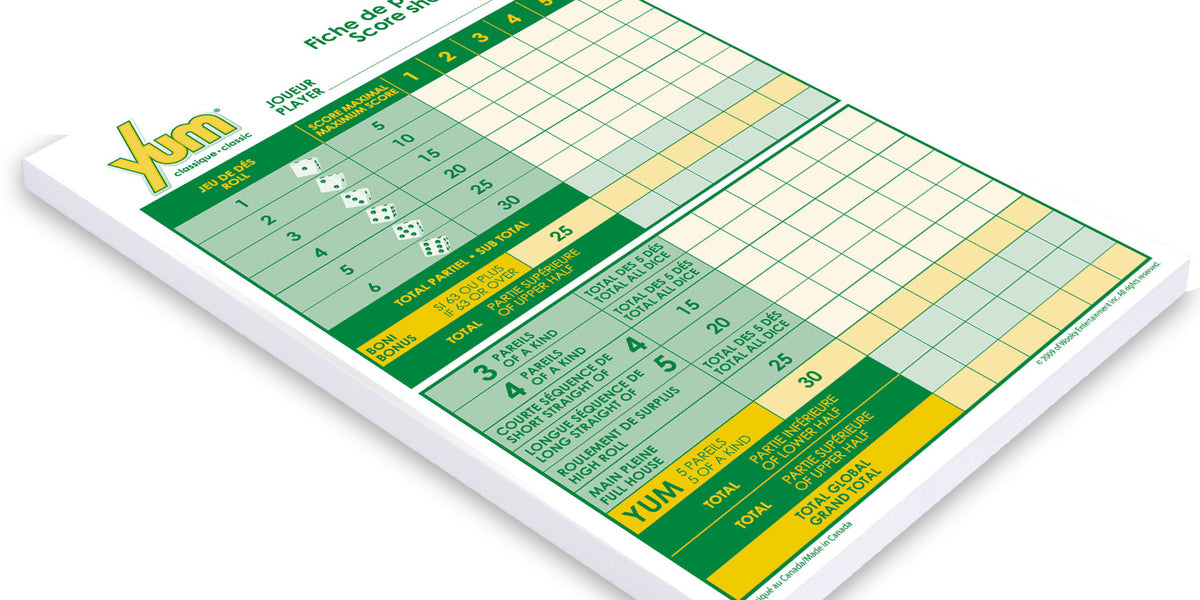 Yum: Bloc de Fiches de Pointage - 1 x 80 feuilles (français) — La ...